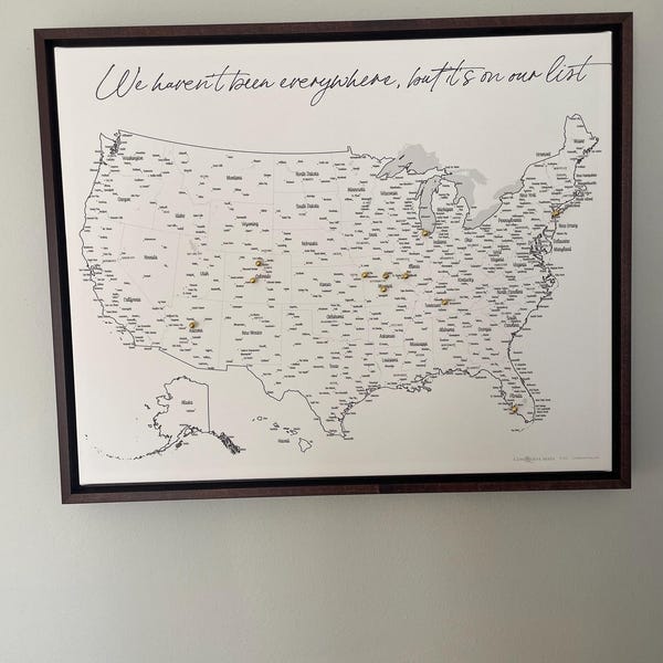 Push Pin Mini USA Travel Map - Cities & States Labeled - Personalizable ...