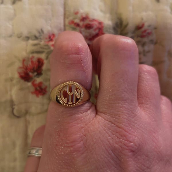 Monogram Initials Ring With CZ Stones - Customize It With Your Initials ...