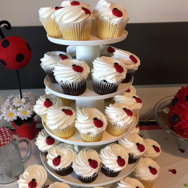 24 Royal Icing Ladybugs for Cake Decoration Cupcake Topper Birthday ...