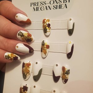 Forest Foliage Cottagecore Hand-painted Press-on Nails | Etsy