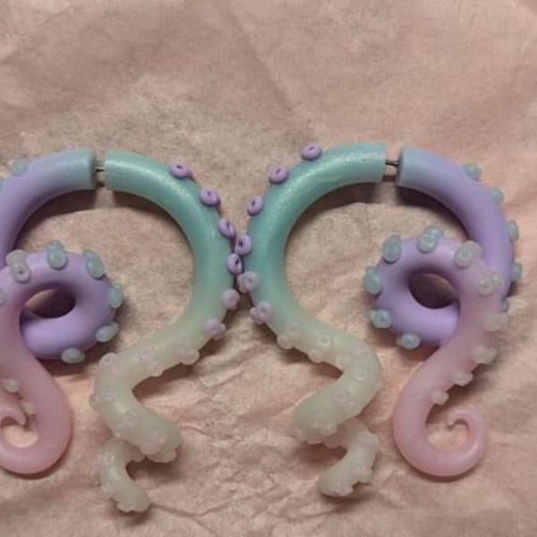 Octopus Tentacle Earrings Ear Piercings Ear Gauges Real Plugs Fake ...