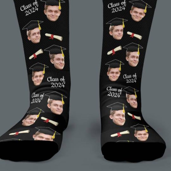 Custom Graduation Socks: Face Photo Gift, Personalized Grad Face Sock ...