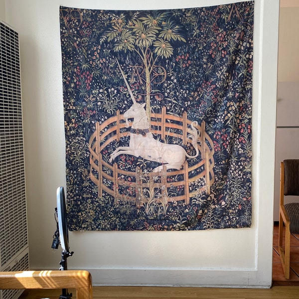 Medieval Tapestry the Unicorn in Captivity Unicorn Tapestry Mythology ...