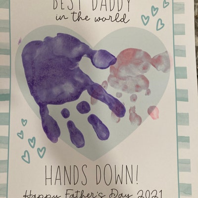 Fathers Day Gift Handprint Keepsake, Preschool Toddler Art From Kids to ...