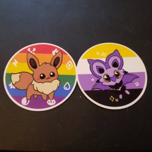 LGBTQ Set 1 Pokemon Round Vinyl Stickers 3 Inches Rainbow Gay Queer ...