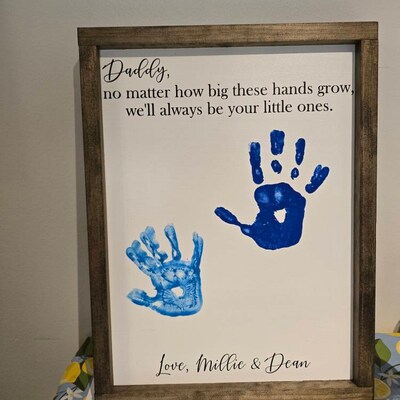 Dad, Fathers Day Gift, Fathers Day Wooden Sign, DIY Handprint Sign ...