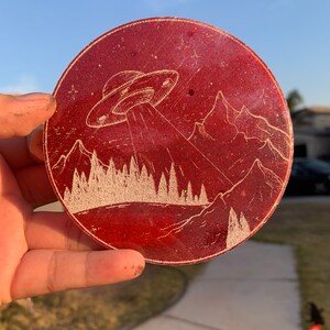 Alien Adaption Coaster Ufo Flying Saucer DIY 4.5 Inch 3/16 Inch Thick 4 ...