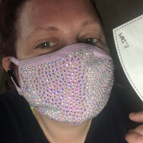 Bling Face Mask, Rhinestone Face Mask by LUXIE, Soft Cotton, Adjustable ...