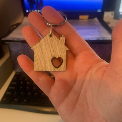 Home Keychain, House Keychain, Wood House Keyring, Wood Home Keyring ...