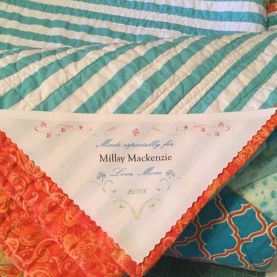 Large Corner Quilt Label, Personalized Sewing Labels, Personalized ...