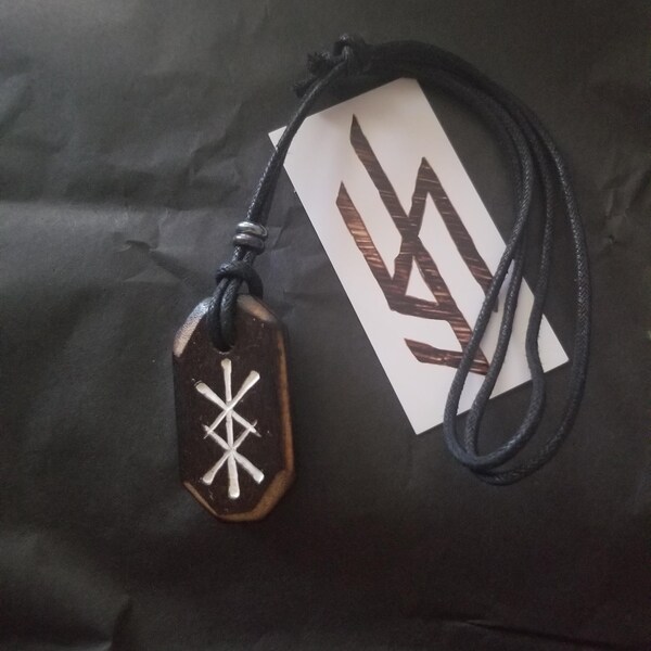 Sun Cross Pendant Hewn of Solid Oak on Hefty Adjustable Waxed Cotton ...