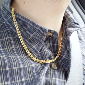 14K Gold Franco Cuban Chain Necklace 925 Silver 16'', 18'', 20'', 22 ...