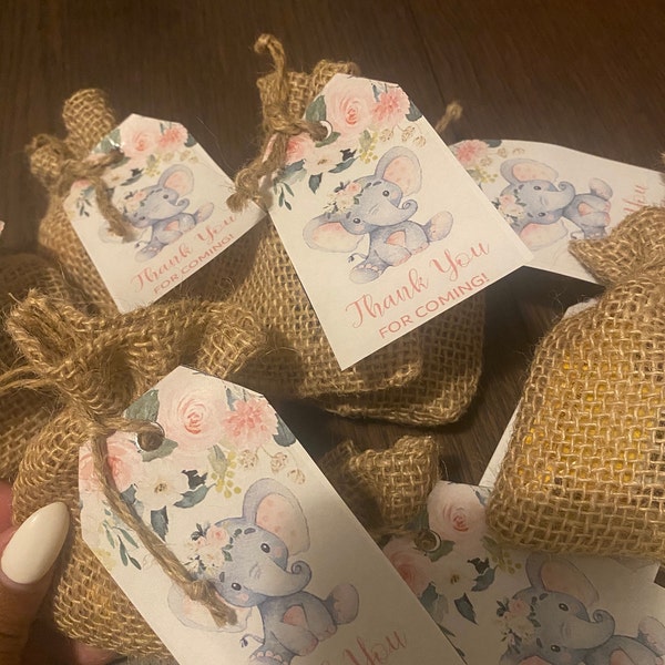 Elephant Baby Shower Thank You Tags Favor Tags Gift Tags Pink Elephant ...