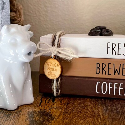Coffee Mini Book Stack, Coffee Bar, Coffee Decor, Farmhouse Tiered Tray ...