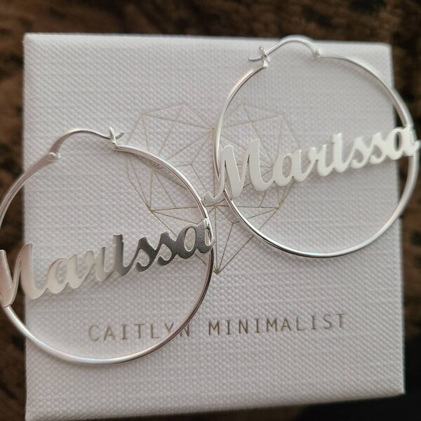 Name Hoop Earrings Silver Hoops Gold Hoop Earrings Personalized Earring ...