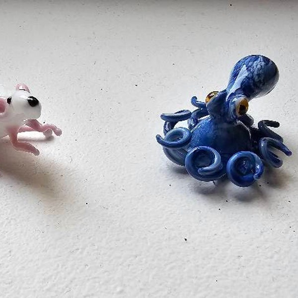 Small Glass Octopus Glass Figurine Miniature Octopus Little Glass ...