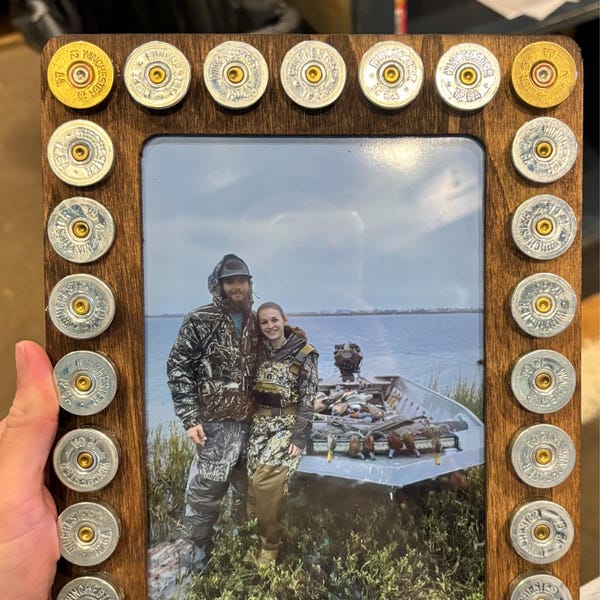 Shotgun Bullet Photo Frame, Silver Shotgun Shells Art, Unique Hunting ...