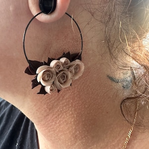 12mm Plugs Earrings Black Flower Gauge Earring Gray Rose Plugs - Etsy