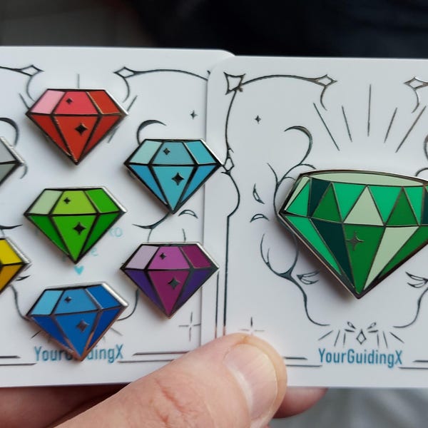 Chaos Emerald Filler Enamel Pins - Silver Enamel & All 7 Different ...