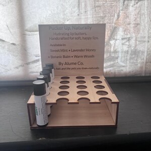 Laser Cut Wooden Display Stand for Lip Balm - Holds 35 Balms, Instant ...