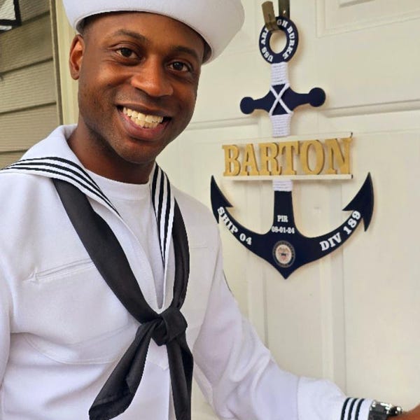 Personalized Navy Anchor Door Hanger: Graduation, PIR, Veteran Gift - Etsy
