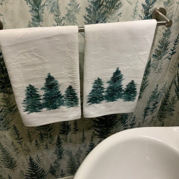 Evergreen Tree Hand Towel: Elegant Nature Home Decor - Etsy