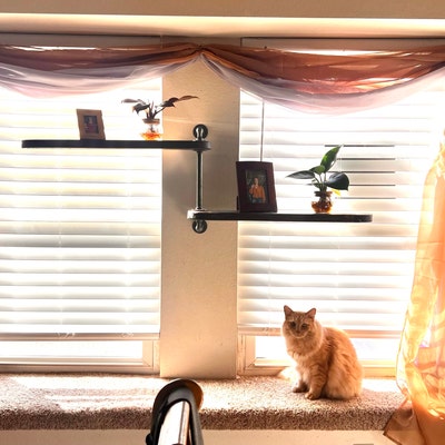 Swivel Shelf With Drip Groove for Window or Wall, Industrial Pipe Shelf ...