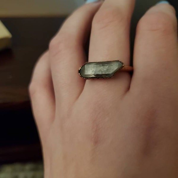 Tibetan Crystal Ring | Raw Anthraxolite Crystal Ring | Double ...