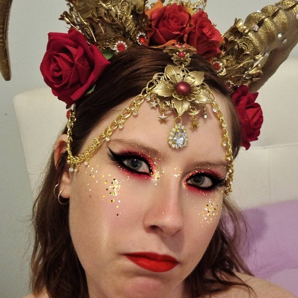 Aries Crown Zodiac Signs Celestial Headband Festival Fashion Gold Horns ...