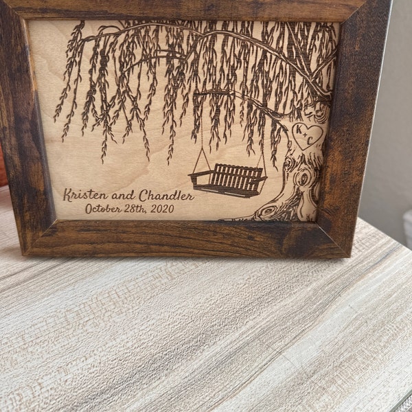 Personalized Willow Tree Bench Swing Picture Frame, Engraved Wood ...