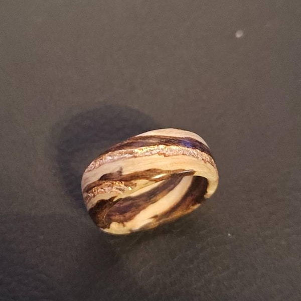 Jameson Whiskey Barrel Spiral Grain Wood Ring With Twin Platinum Wire ...