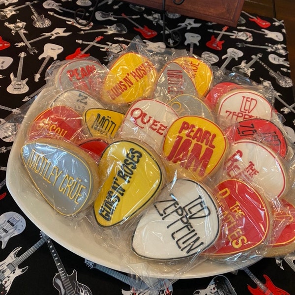 24 Large Guitar Picks Rock Band Name Custom Cookies, Personalized ...