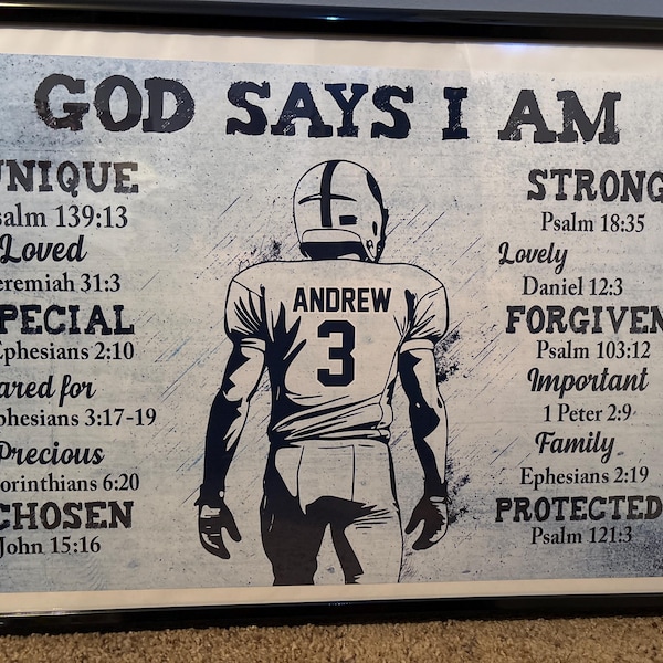 Custom Football Canvas, God Say I Am Canvas, Wall Art for Living Room ...