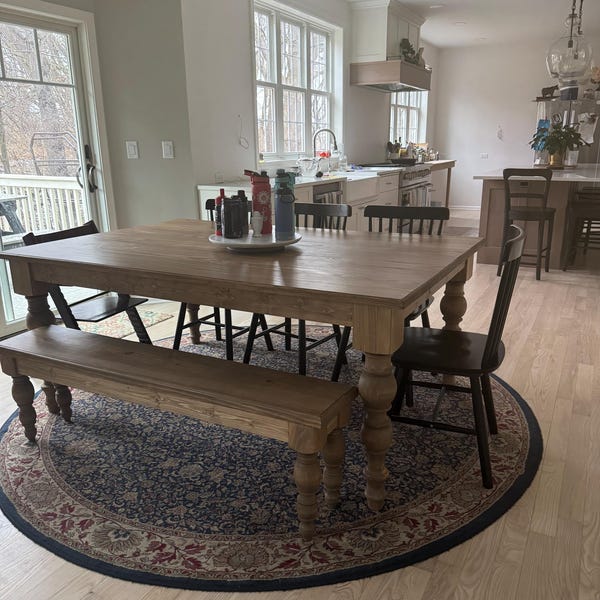 Farmhouse Dining Table // Chunky Legs // Distressed Dining Table ...