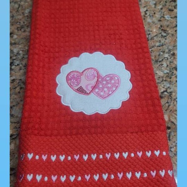 Scallop Patch With Hearts Valentine's Day Satin Applique Embroidery ...