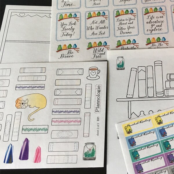 Bookcase Reading Tracker Planner Stickers Kit - Etsy