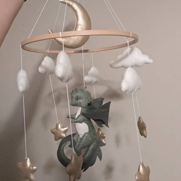 Dragon Nursery Baby Mobile, Baby Boy Mobile, Felt Hanging Toy, Fantasy ...