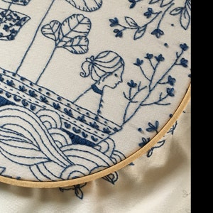 Blue Ocean Embroidery Kit DIY Kit, Blue Wall Art, Sea Blue, Hand ...