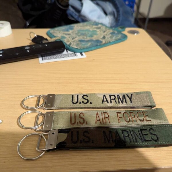 Personalized Military Fabric Keychain: Army, Navy, Air Force, Marines ...