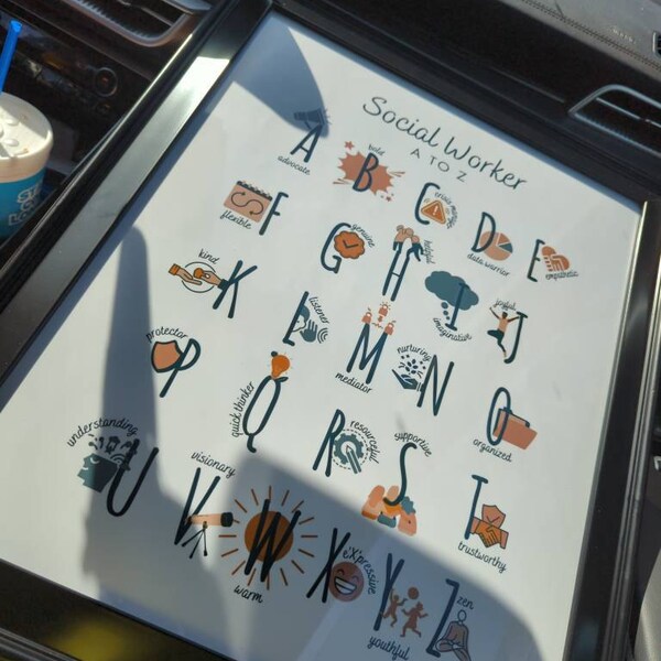 Social Worker Alphabet Print - Social Worker Sign - Social Worker Gift ...