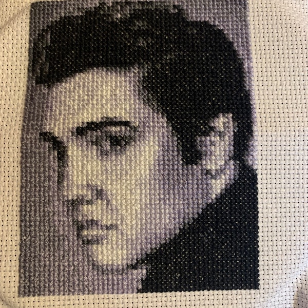 Elvis Presley MINI Cross Stitch Pattern DMC Chart Two Color Variations ...