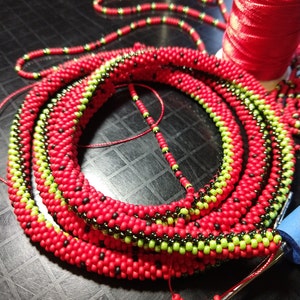 Green Serpent Bead Crochet Necklace Kit Statement Jewelry Python ...