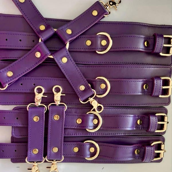 Leather Bondage Ankle Cuffs for Submissive, Adjustable Restraints Legs ...