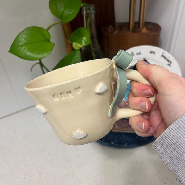 Personalised Bow Mug, Write Whatever You Want! Handmade Custom Ceramic ...