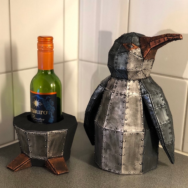Papercraft Penguin, Gift Box for Wine, PDF Template,diy, Pepakura ...