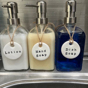 Set of 2 Soap Bottle Dispenser Labels L Dish Soap Hand Soap Tags L ...