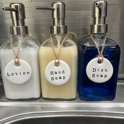 Set of 2 Soap Bottle Dispenser Labels L Dish Soap Hand Soap Tags L ...