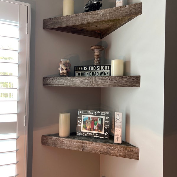 Reclaimed / New Country Rustic Floating Corner Shelf / Varitions ...