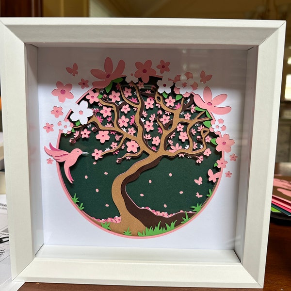 3D Cherry Blossom Shadow Box, Spring Shadow Box, Japanese Cherry Tree ...