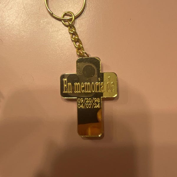 Personalized Acrylic Cross Keychain, Memorial Remembrance Gift - Etsy